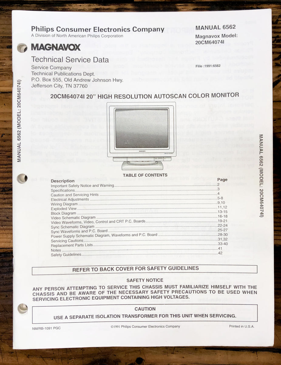 Monitor Service Manual *Original* – Vintage Audio Store - Vintage ...