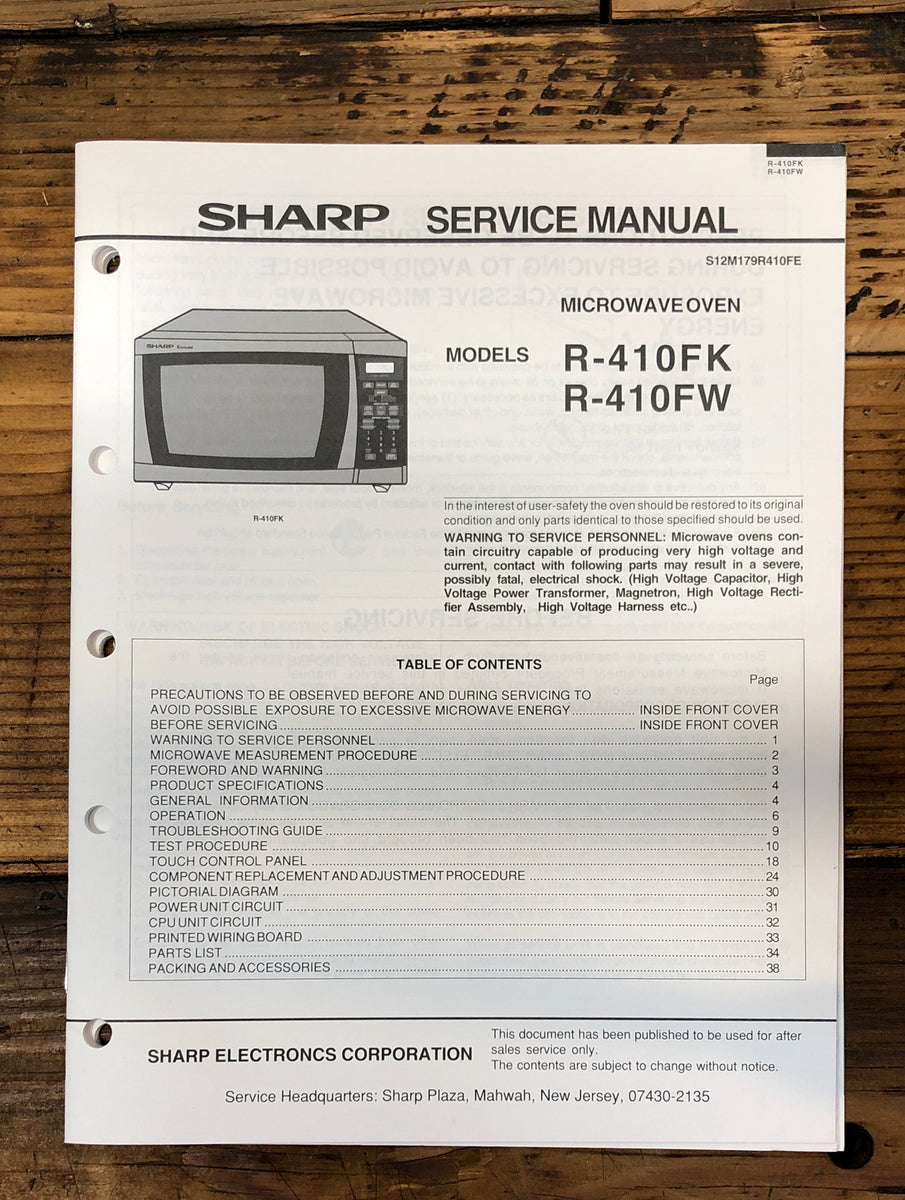 Microwave Service Manual *Original* – Vintage Audio Store - Vintage ...