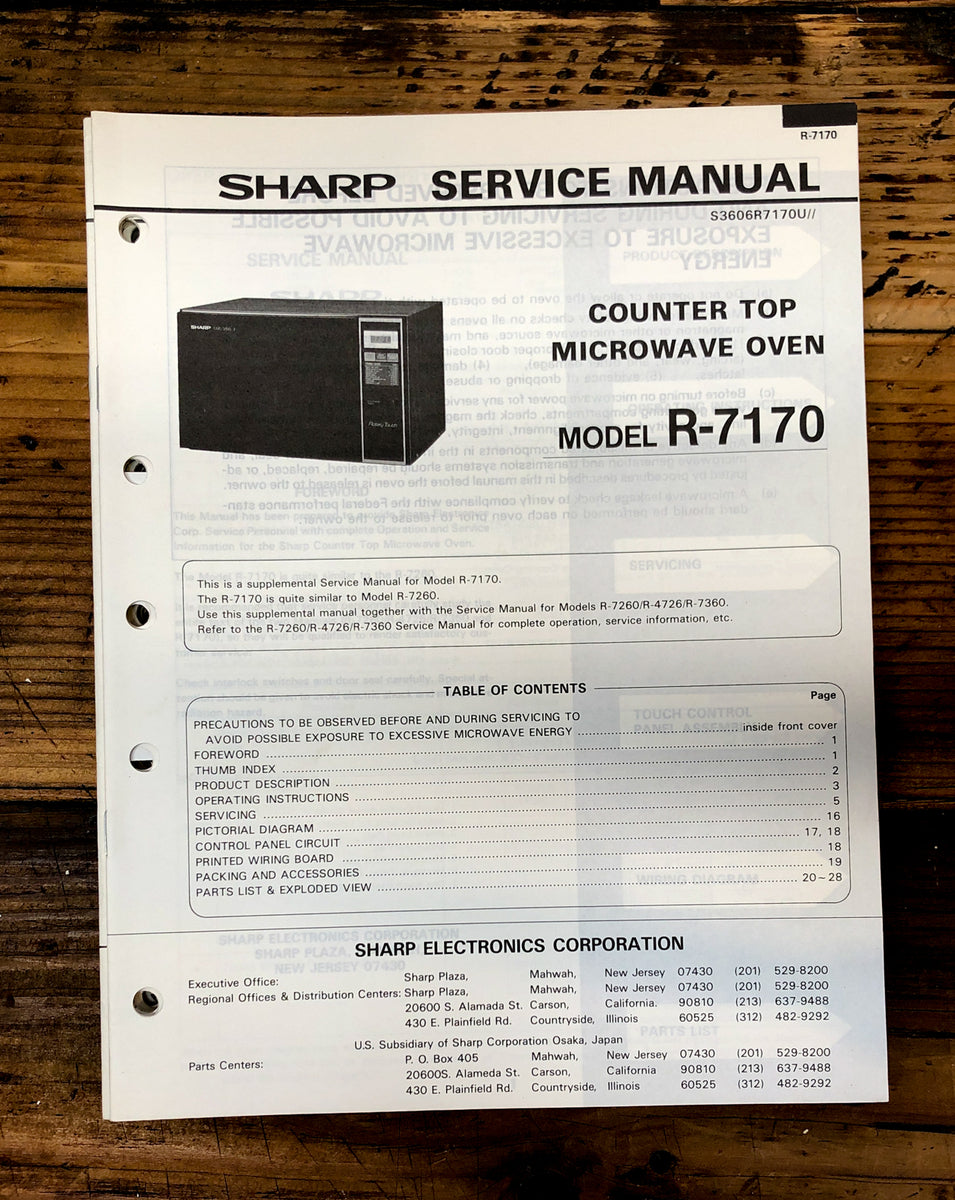 Microwave Service Manual *Original* – Vintage Audio Store - Vintage ...