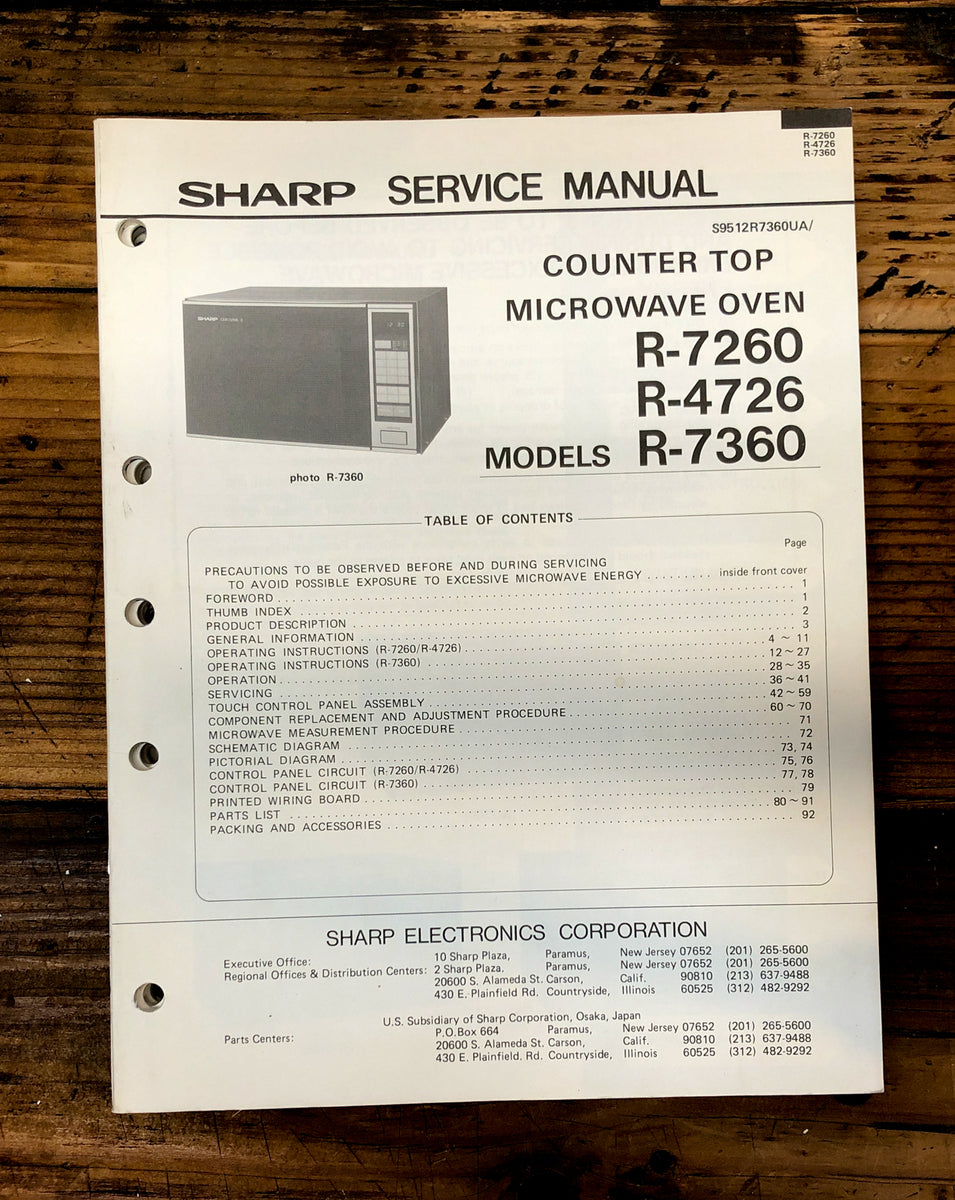 Microwave Service Manual *Original* – Vintage Audio Store - Vintage ...