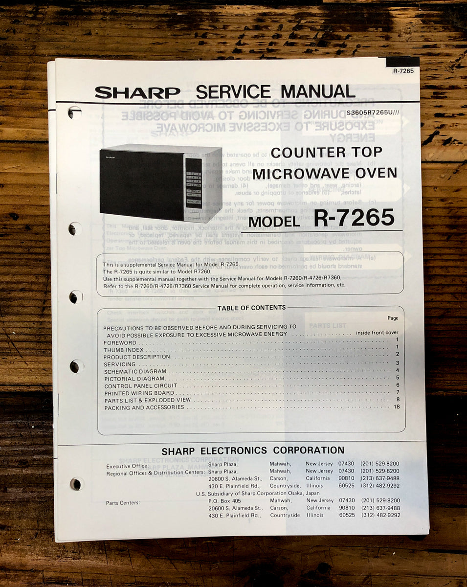 Microwave Service Manual *Original* – Vintage Audio Store - Vintage ...