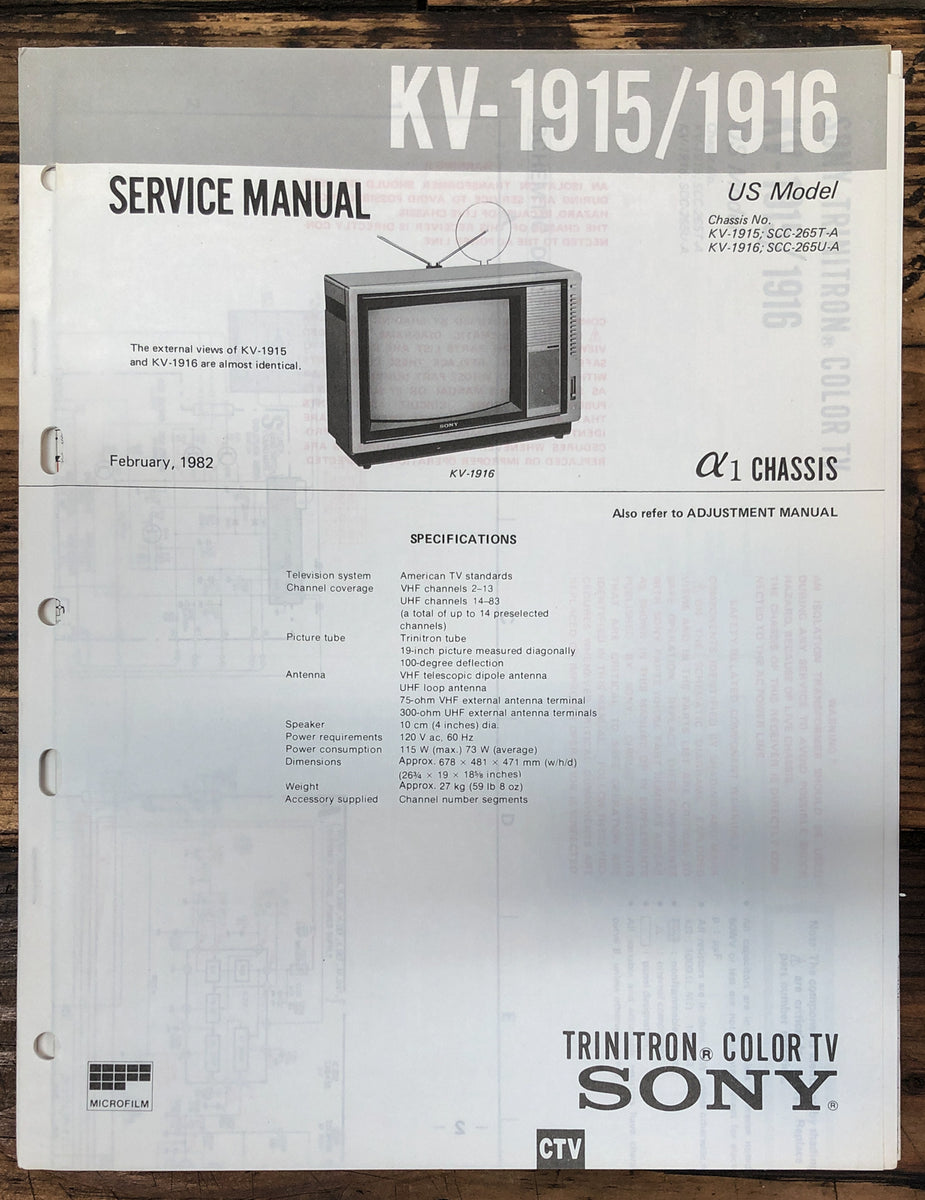 TV Service Manual *Original* – Vintage Audio Store - Vintage Service ...
