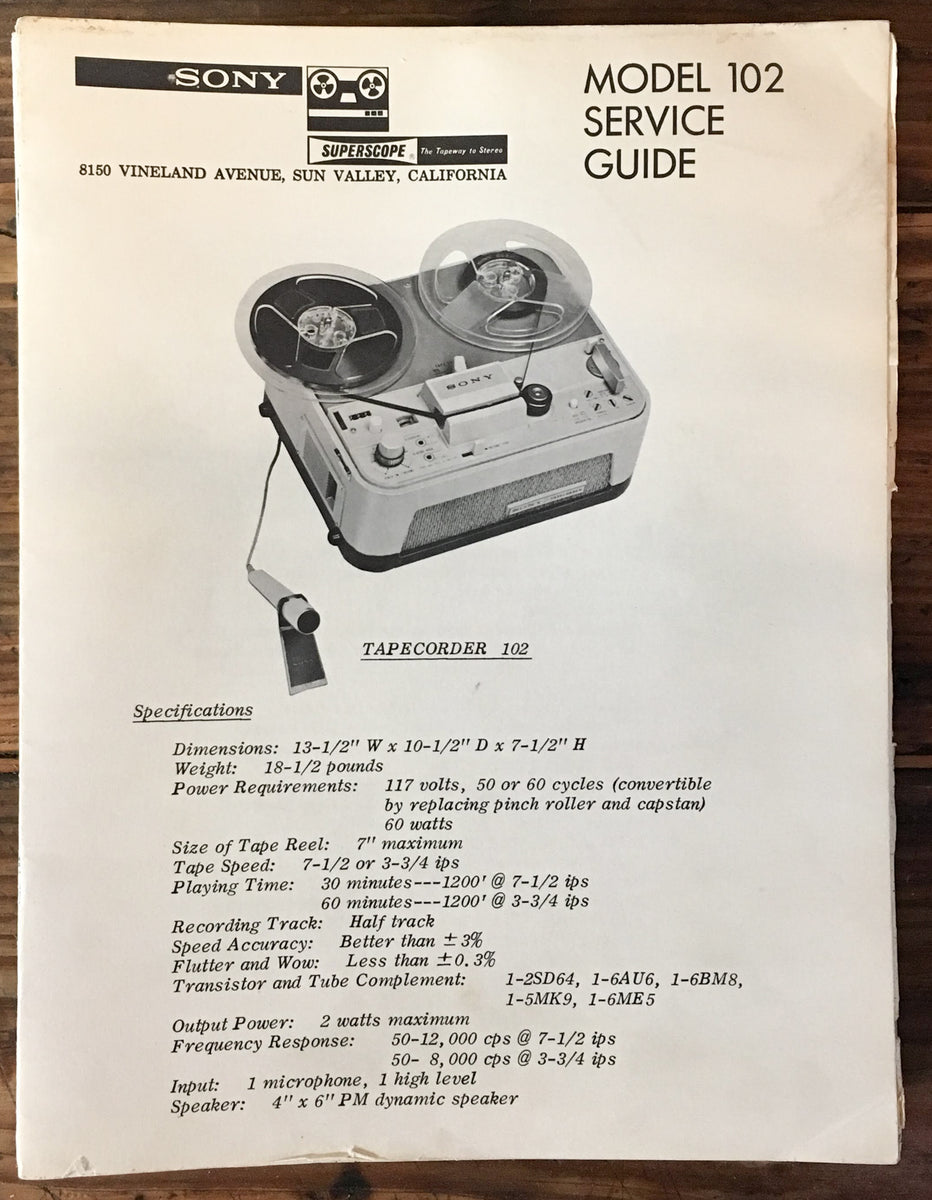 Tape Recorder Service Manual *Original* – Vintage Audio Store - Vintage ...
