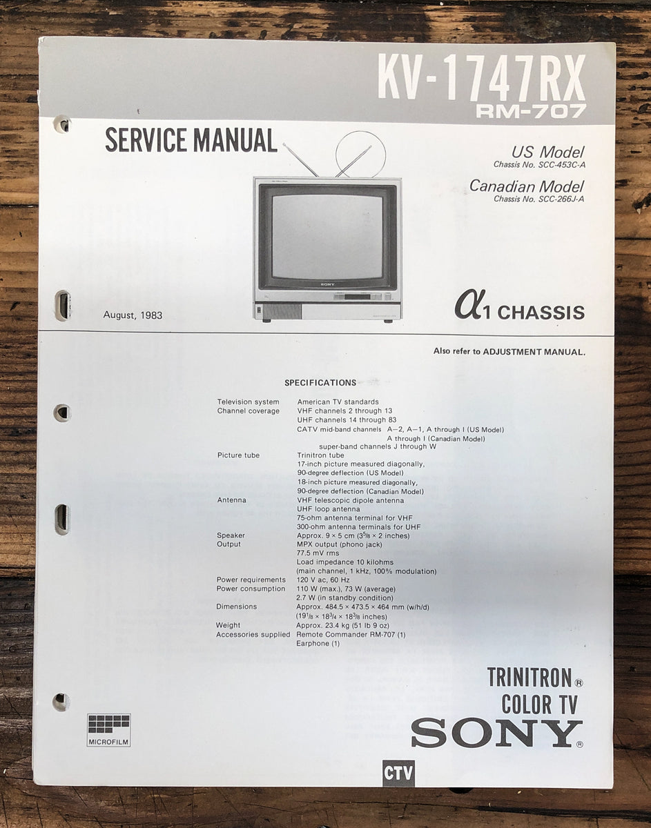 TV Service Manual *Original* – Vintage Audio Store - Vintage Service ...