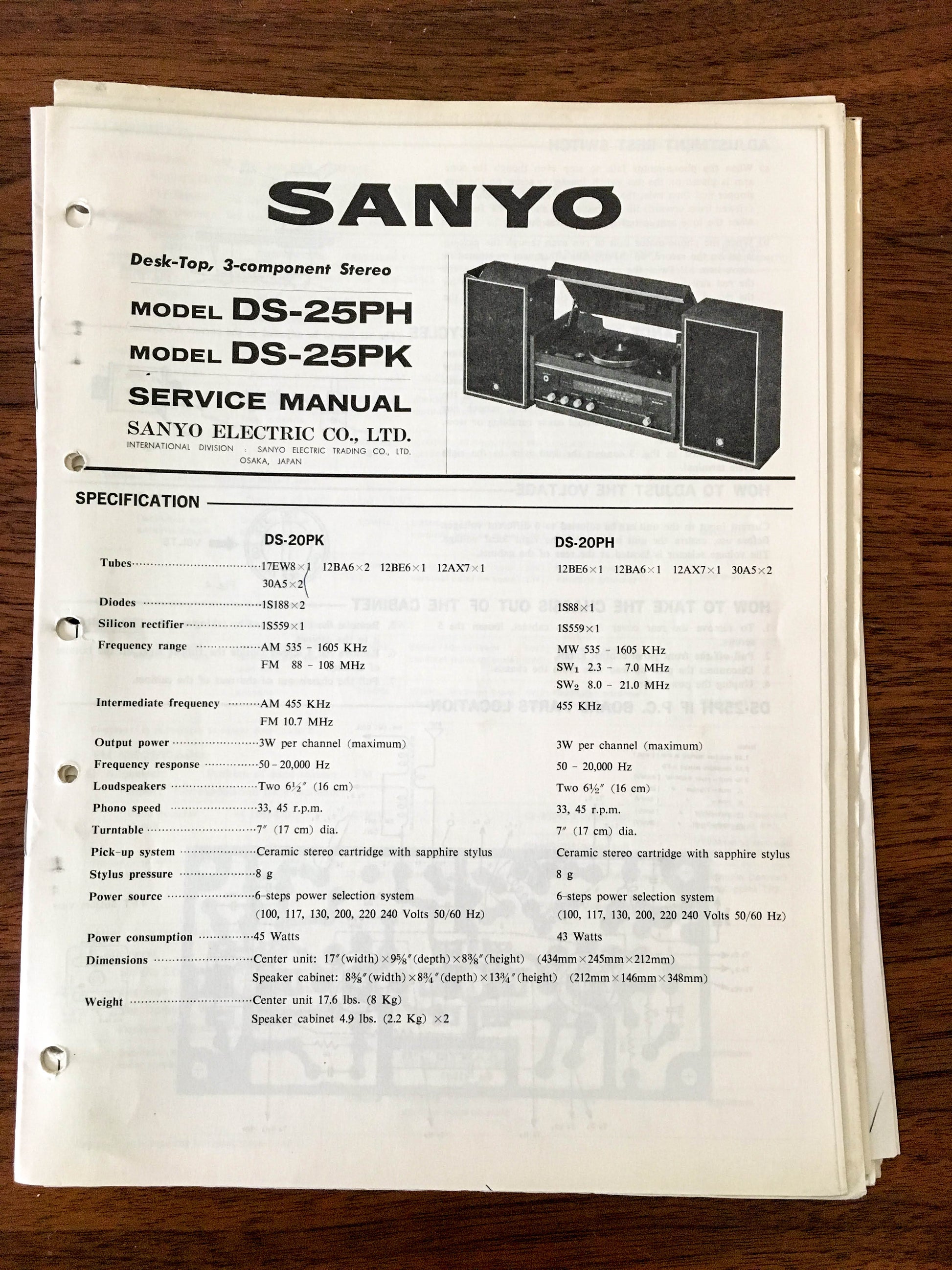 Sanyo DS-25PH DS-25 PK Stereo Service Manual *Original* – Vintage Audio ...