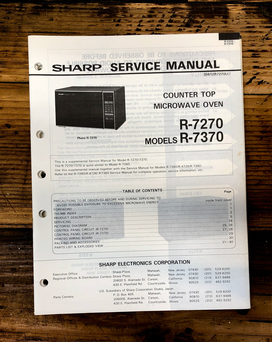 Microwave Service Manual *Original* – Vintage Audio Store - Vintage ...