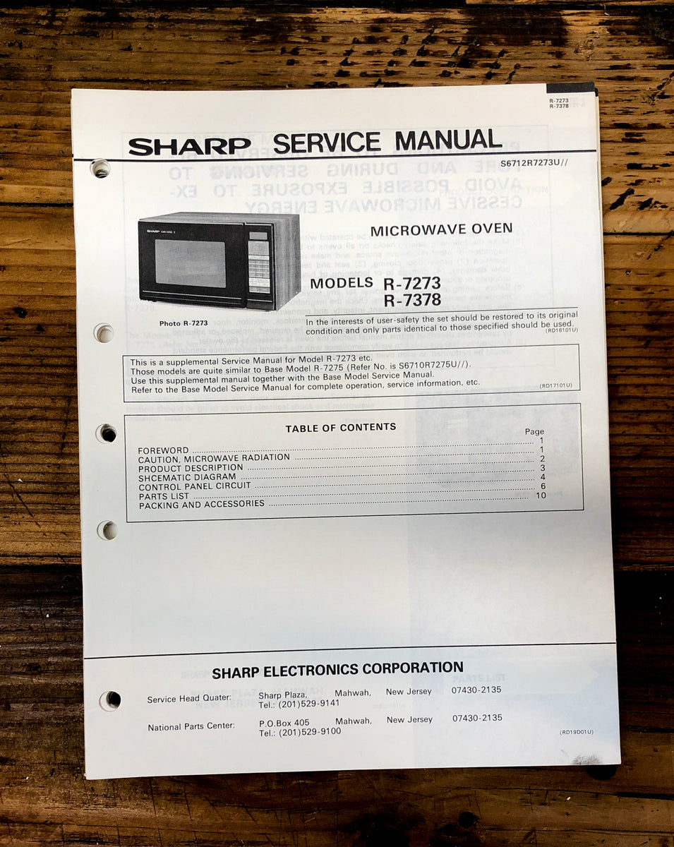 Microwave Service Manual *Original* – Vintage Audio Store - Vintage ...