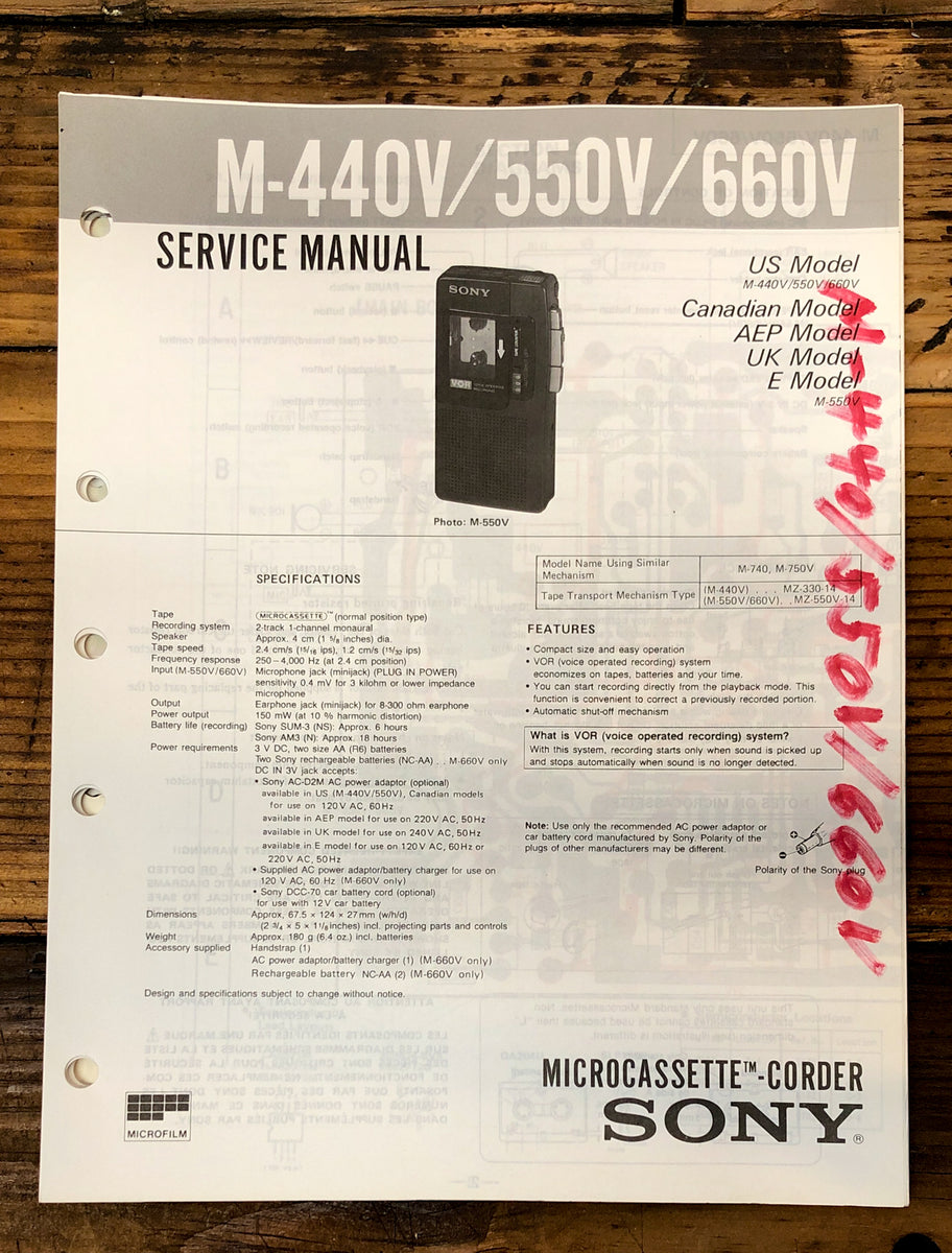 Micro Cassette Service Manual *Original* – Vintage Audio Store ...