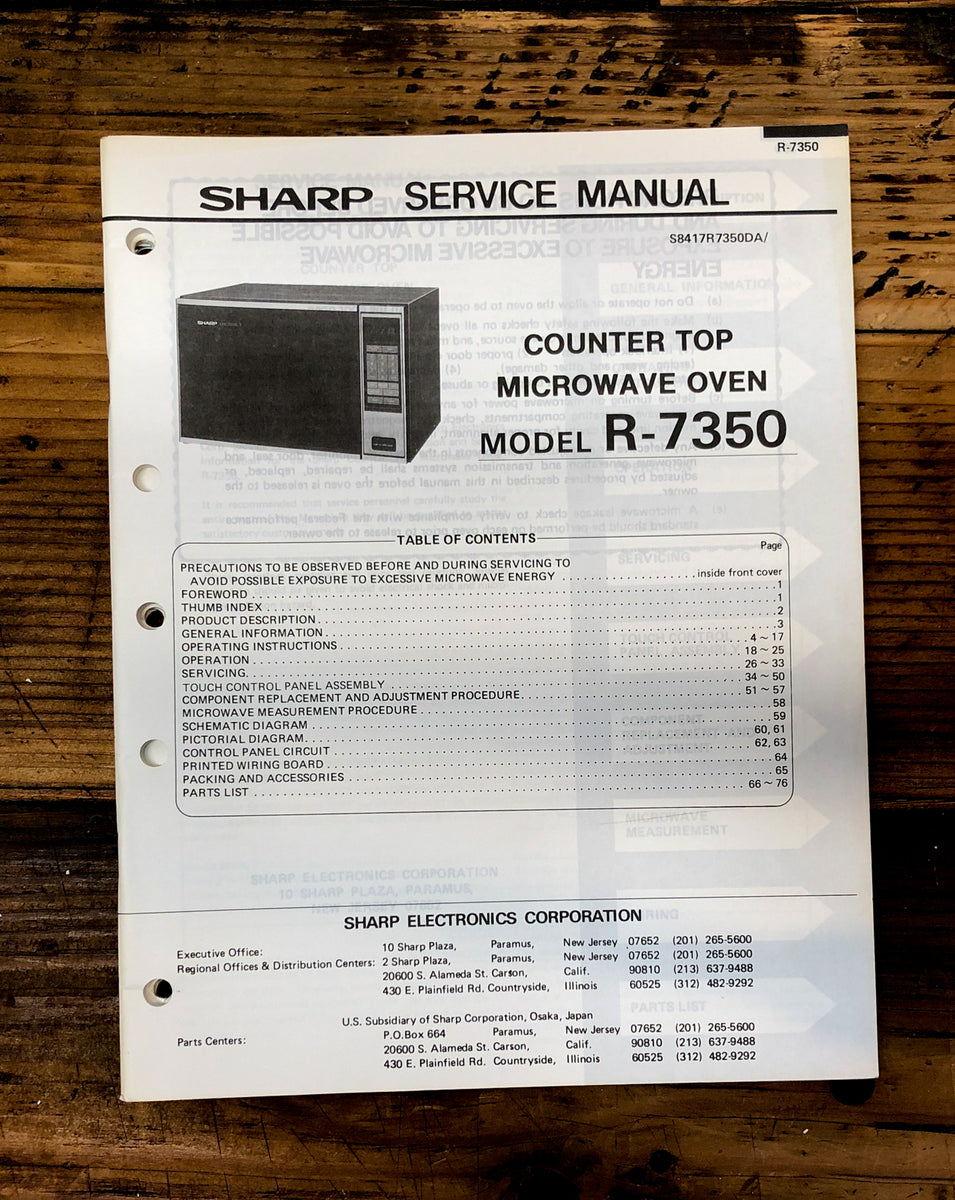 Microwave Service Manual *Original* – Vintage Audio Store - Vintage ...
