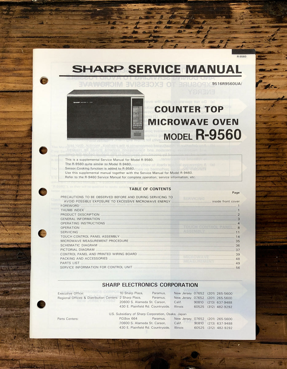 Microwave Service Manual *Original* – Vintage Audio Store - Vintage ...