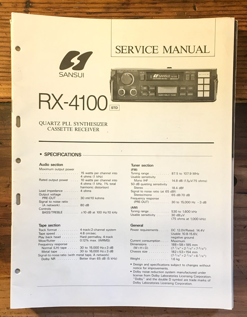 Stereo Service Manual *Original* – Vintage Audio Store - Vintage ...
