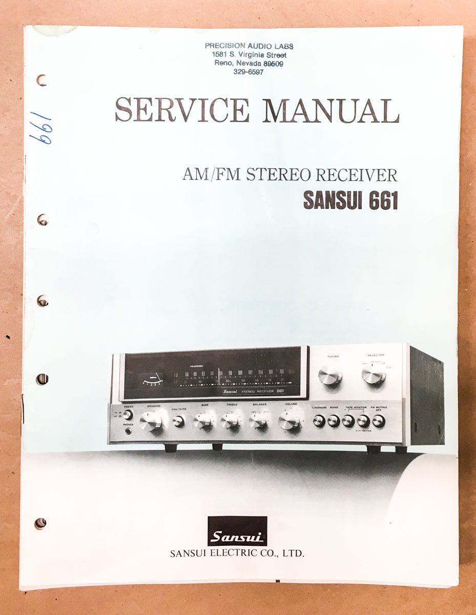 Sansui Model 661 Receiver Service Manual *Original* – Vintage Audio ...