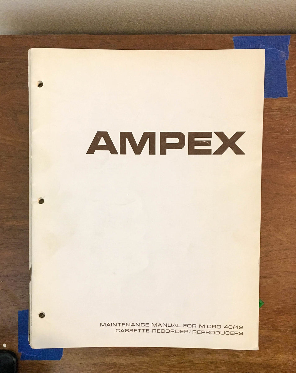 Ampex Micro 40 42 Tape Recorder / Player Service Manual *Original ...