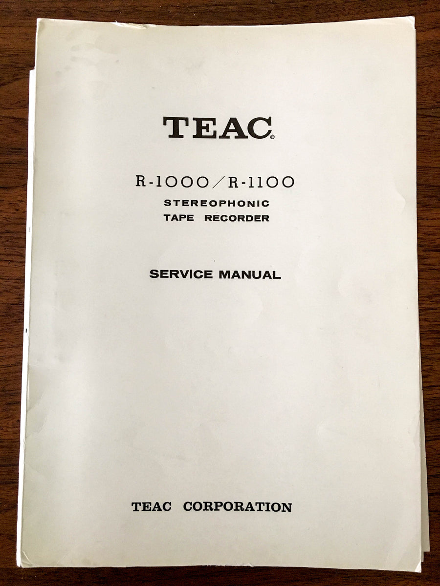 Teac R-1000 R-1100 Tape Recorder Service Manual *Original* – Vintage ...
