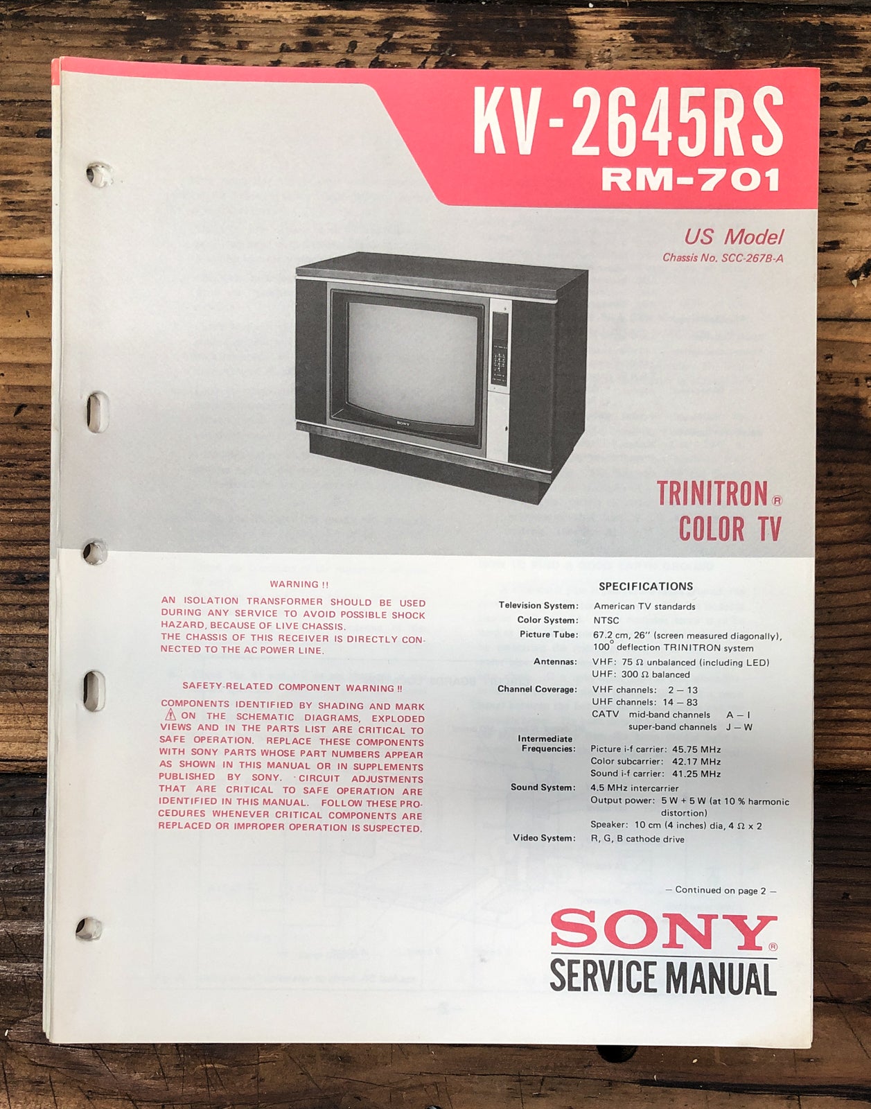 TV Service Manual *Original* – Vintage Audio Store - Vintage Service ...