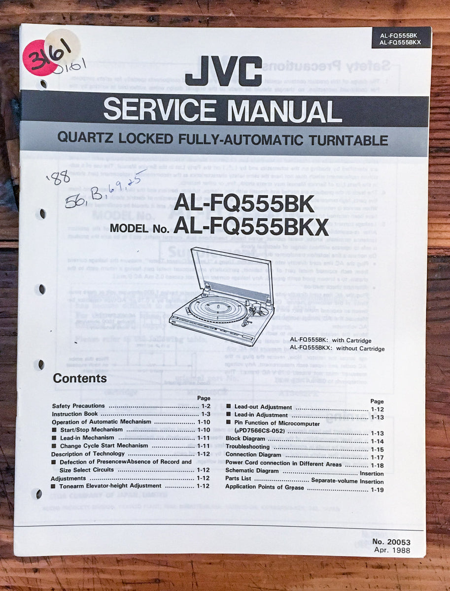 JVC AL-FQ555 BK Record Player / Turntable Service Manual *Original ...