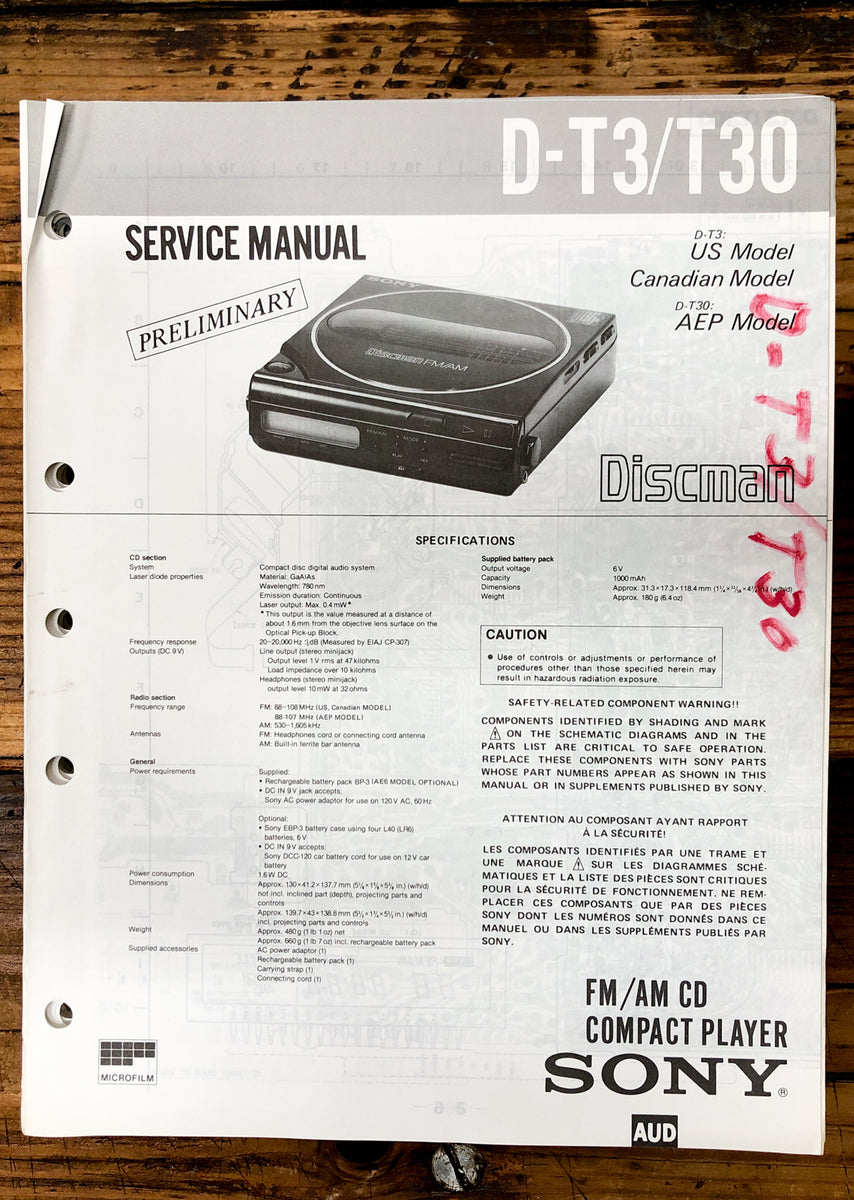 CD Player / Discman Service Manual *Original* – Vintage Audio Store ...