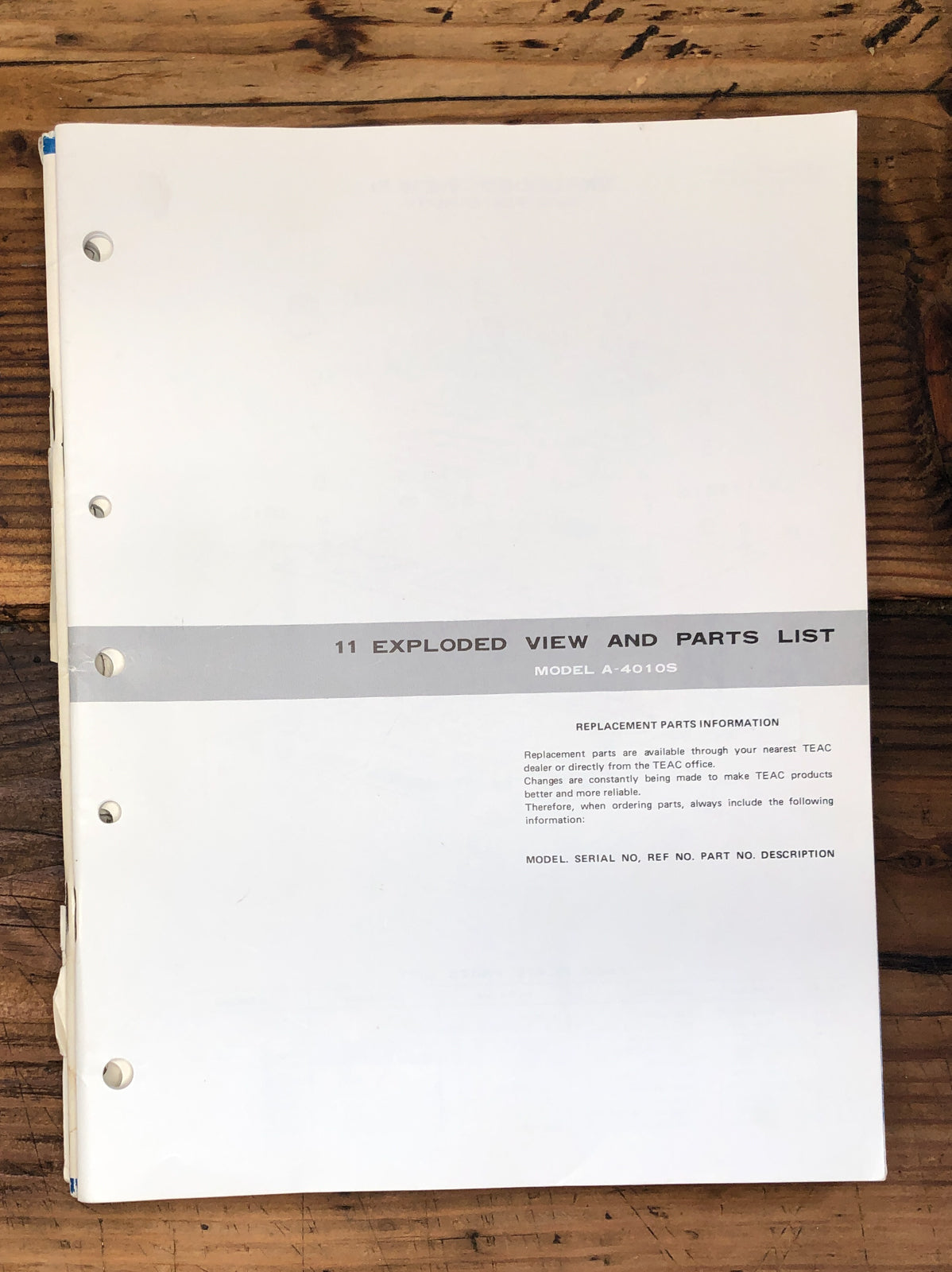 Reel to Reel Exploded View & Parts List Manual *Original* – Vintage ...