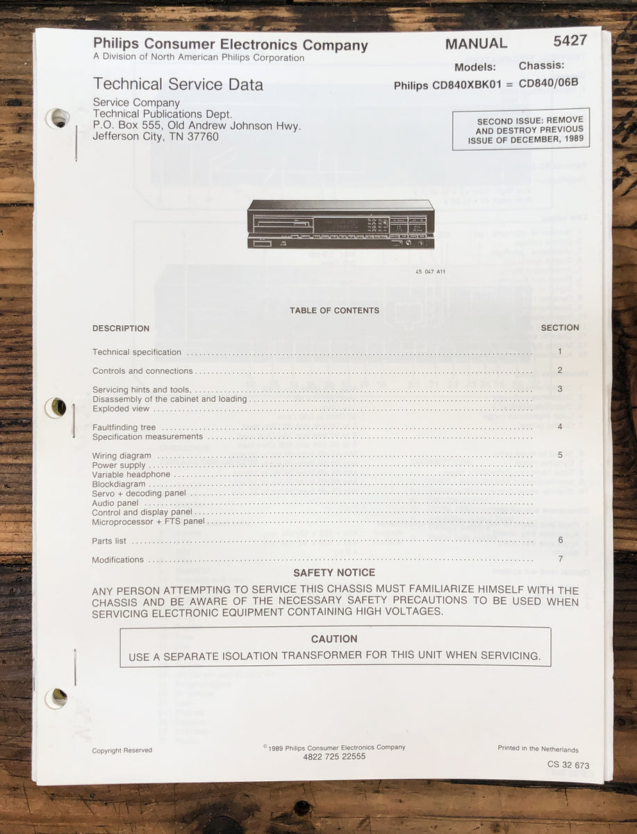 CD Player Service Manual *Original* – Vintage Audio Store - Vintage ...