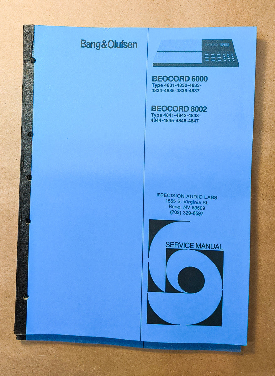 B&O Bang Olufsen Beocord 6000 8002 Cassette Service Manual *Original ...