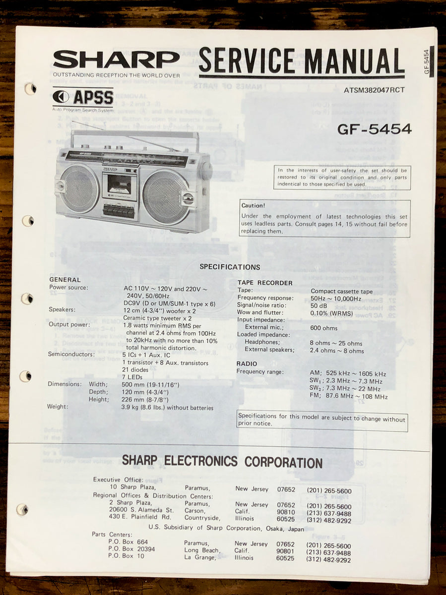 Radio / Boombox Service Manual *Original* – Vintage Audio Store ...