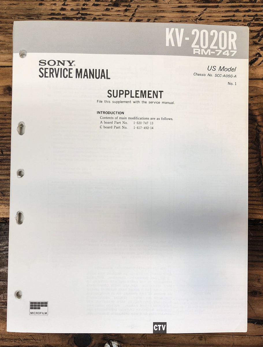 TV Service Manual *Original* – Vintage Audio Store - Vintage Service ...
