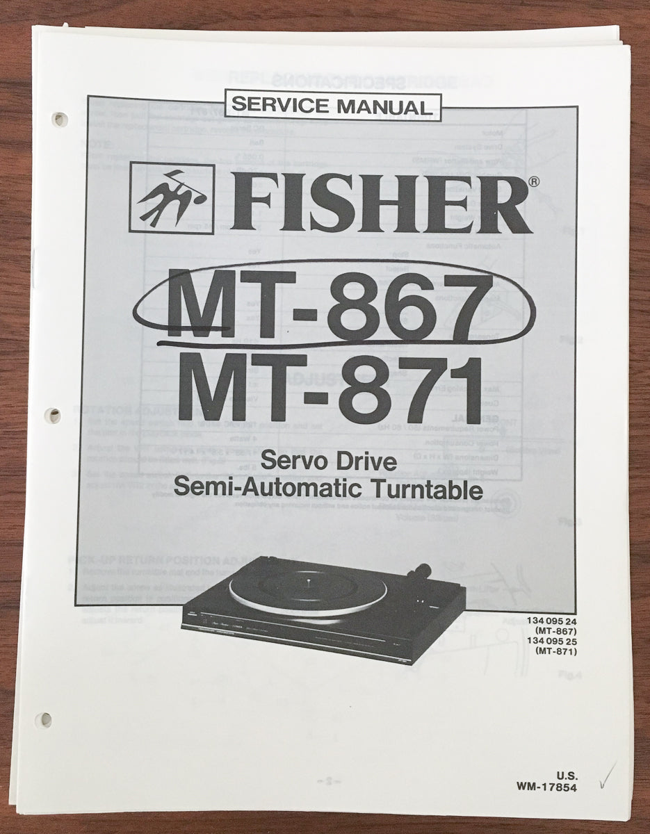 Fisher MT-867 MT-871 Record Player / Turntable Service Manual *Origina ...
