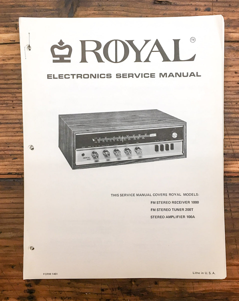 Royal Model 1000 200T 100A Stereo Service Manual *Original* #1 ...