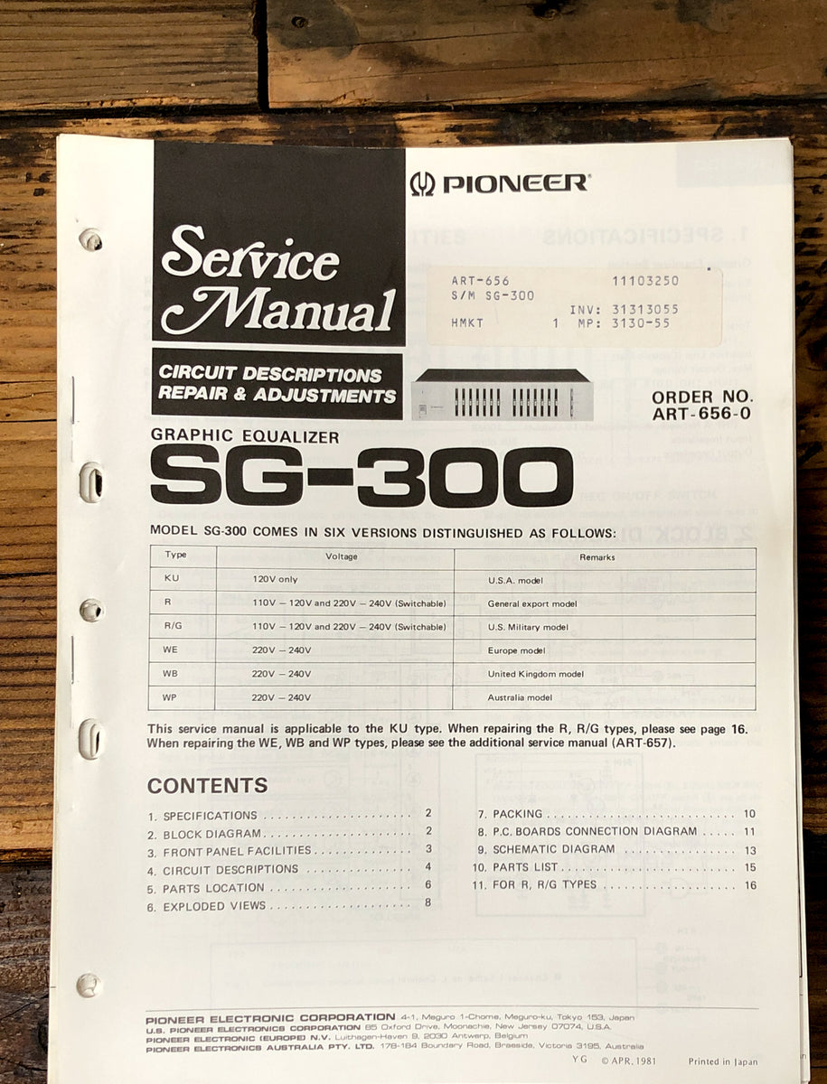 Equalizer Service Manual *Original* – Vintage Audio Store - Vintage ...