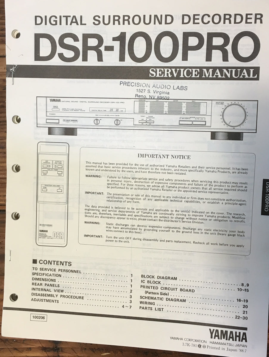 Surround Decoder Service Manual *Original* – Vintage Audio Store ...