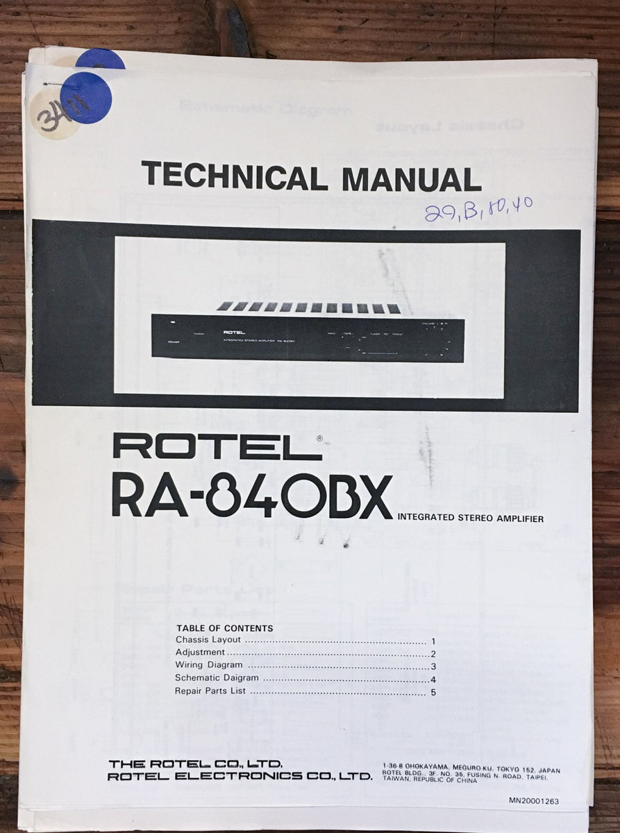 Rotel RA-840BX Amplifier Service Manual *Original* – Vintage Audio ...