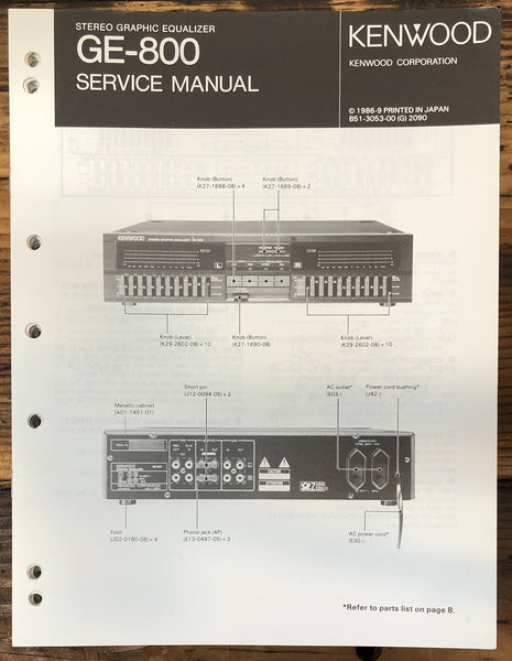 Graphic Equalizer Service Manual *Original* – Vintage Audio Store - Vintage Service Manuals ...