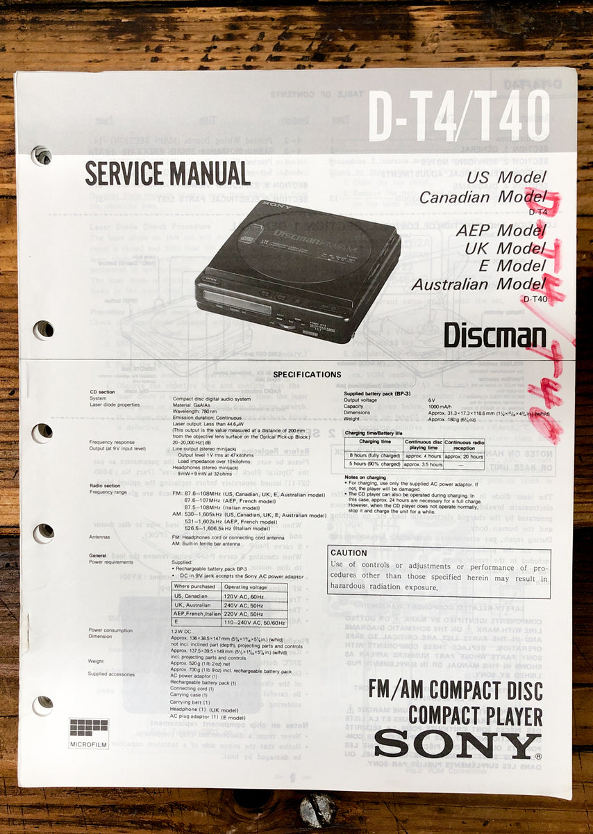 CD Player / Discman Service Manual *Original* – Vintage Audio Store ...