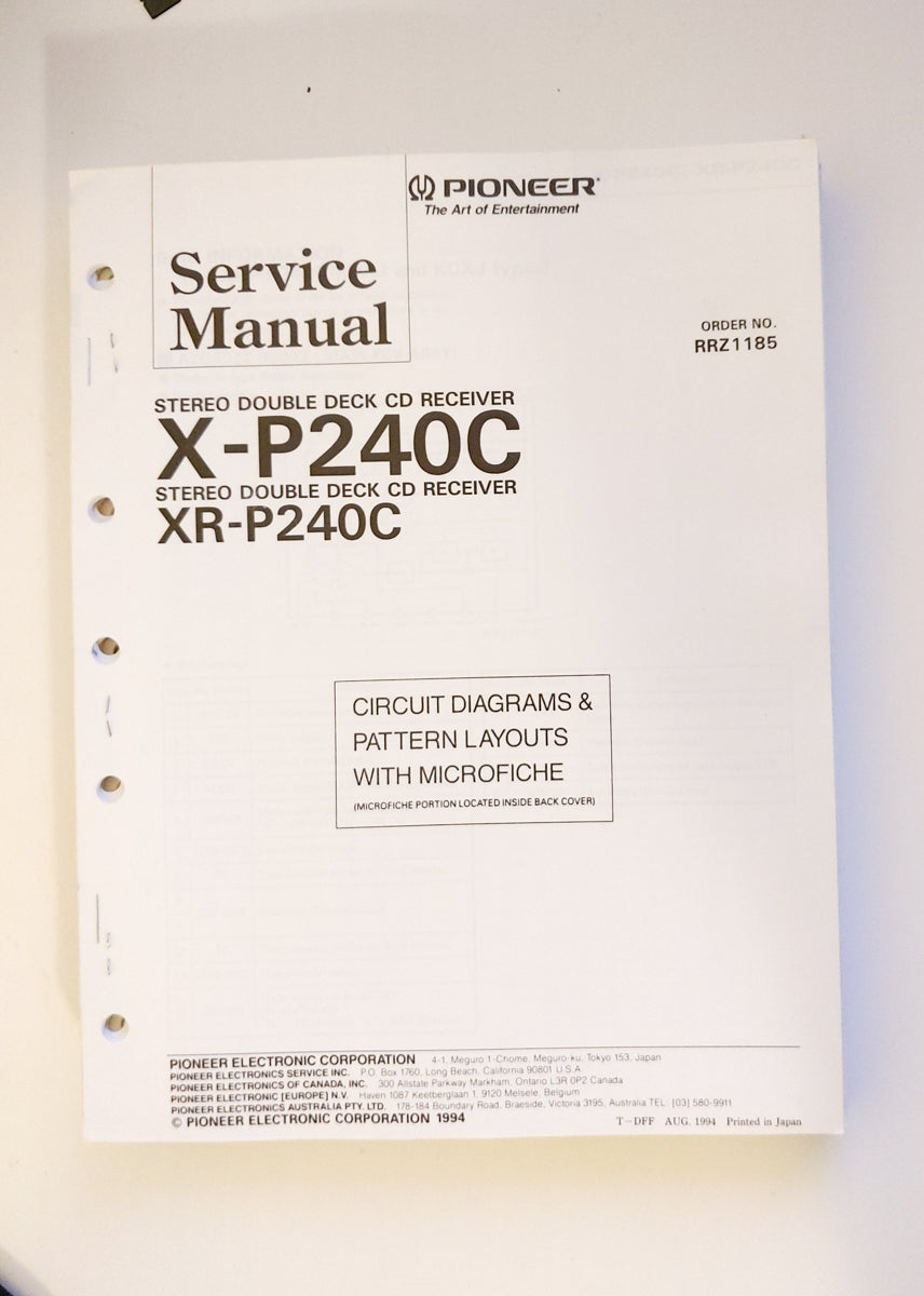 Pioneer X-P240C XR-P240C Stereo System Service Manual *Original ...