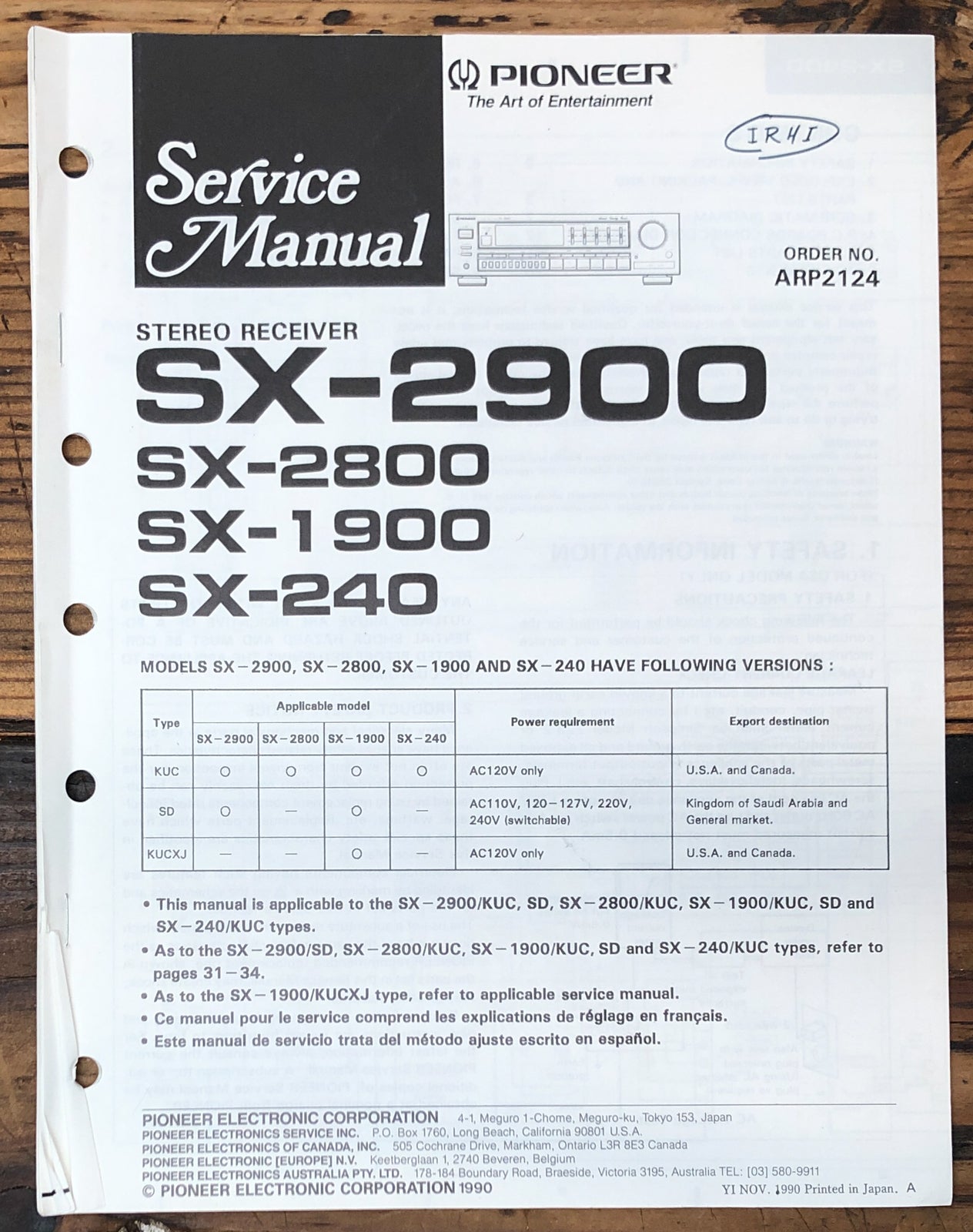 Receiver Service Manual *Original* – Vintage Audio Store - Vintage ...