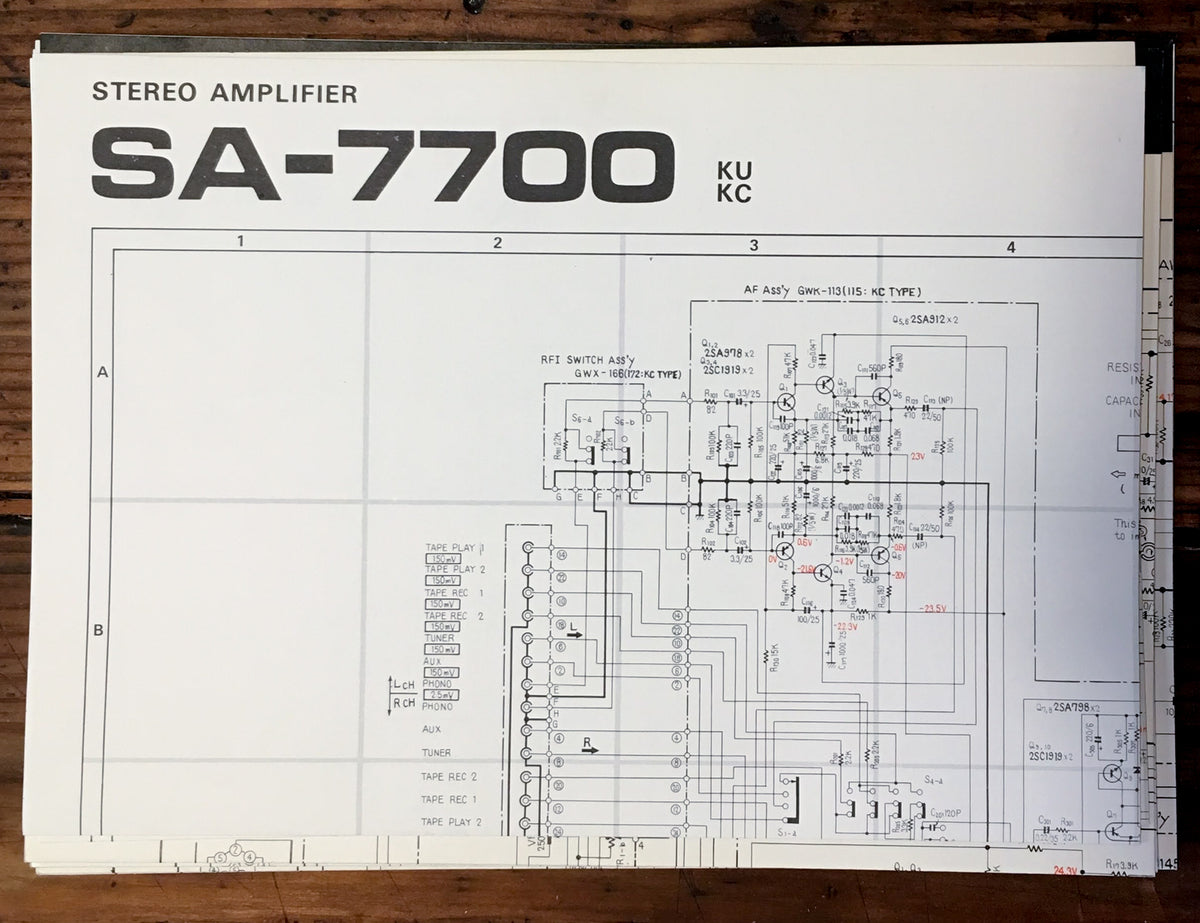 Amplifier Large Fold Out Schematic *Original* – Vintage Audio Store ...