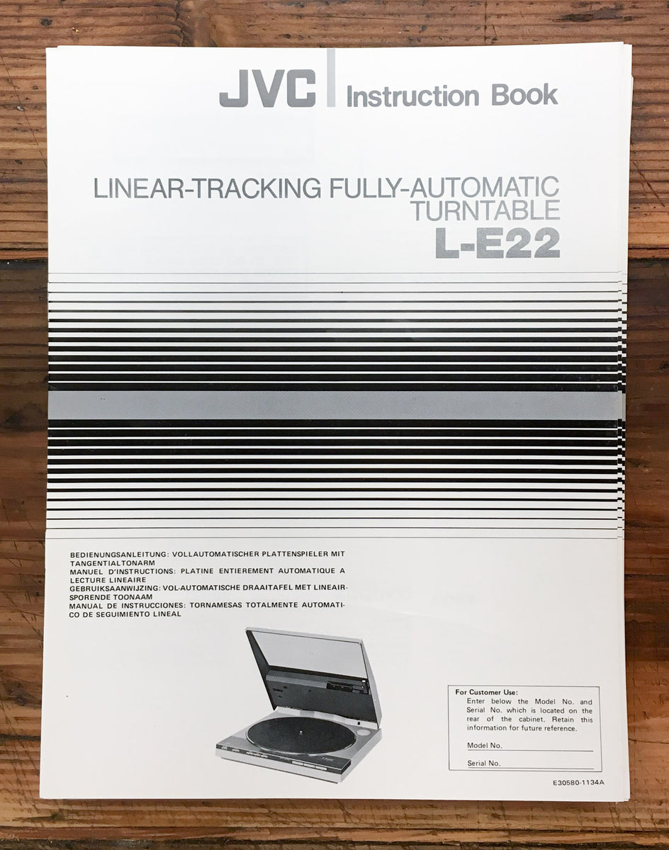 JVC L-E22 Record Player / Turntable Owners / User Manual *Original ...