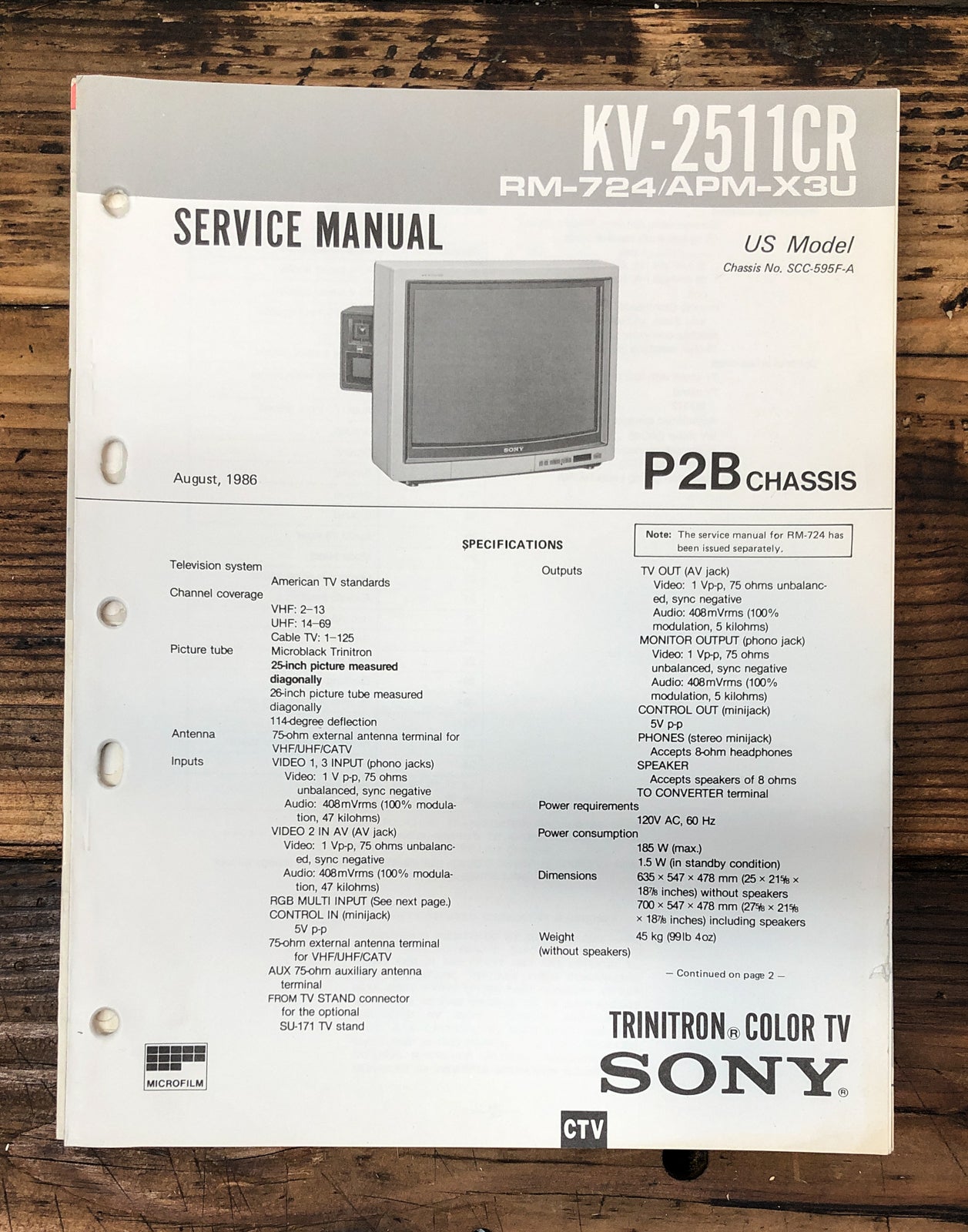 TV Service Manual *Original* – Vintage Audio Store - Vintage Service ...