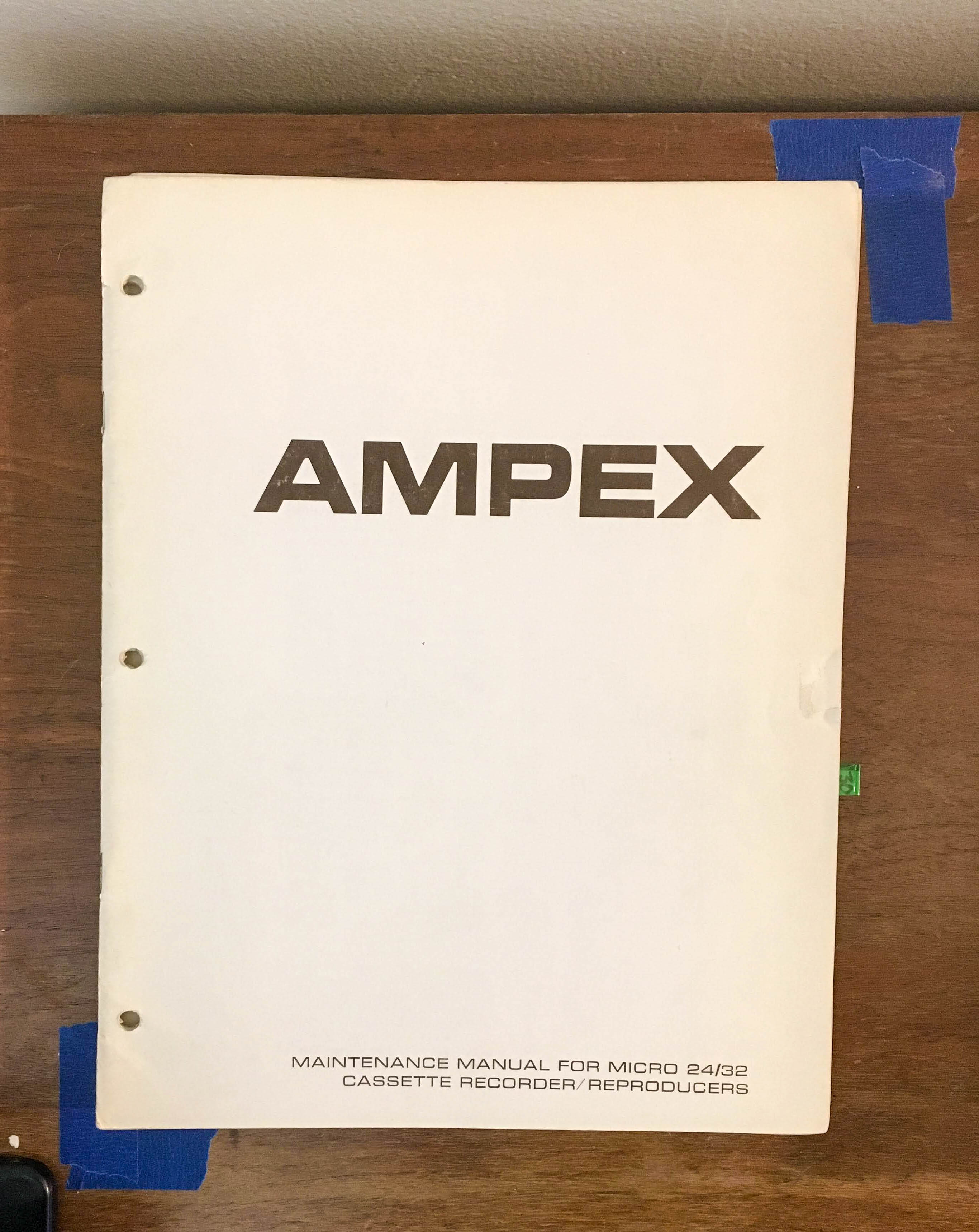 Ampex Micro 24 32 Tape Recorder / Player Service Manual *Original ...