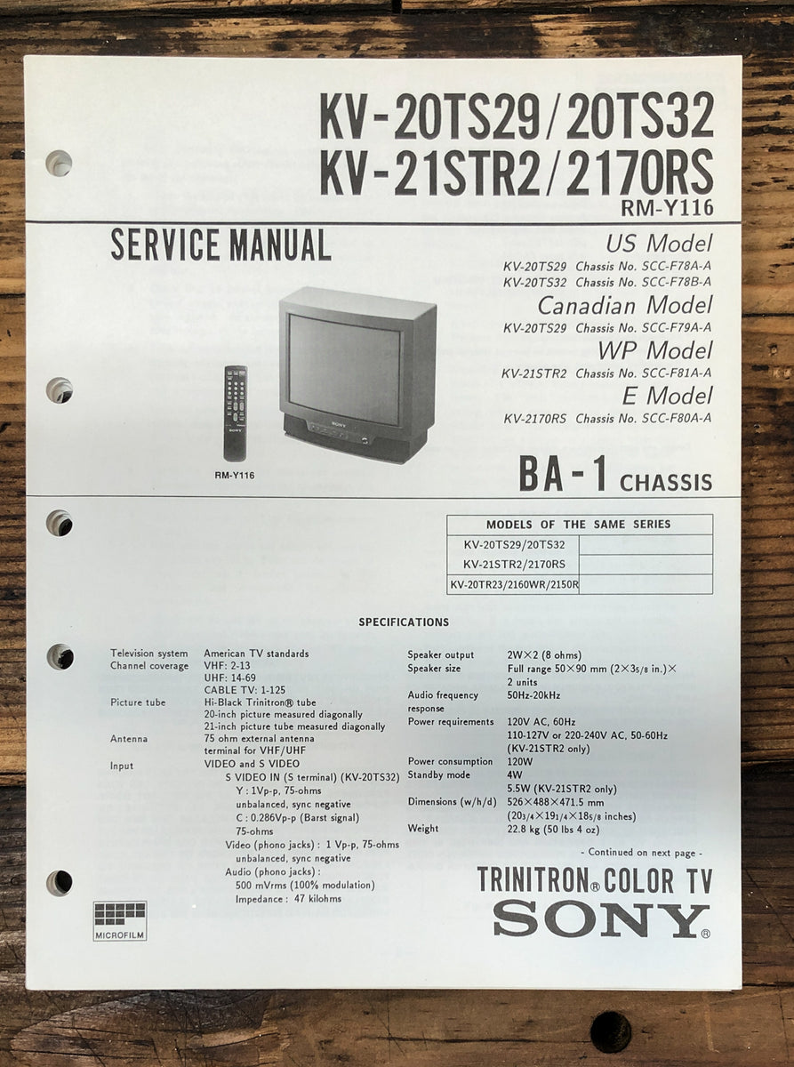 TV Service Manual *Original* – Vintage Audio Store - Vintage Service ...
