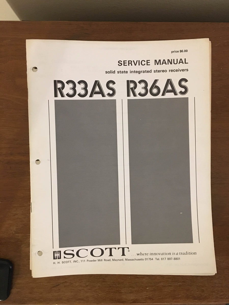 Scott R33AS R36AS RECEIVER Service Manual *Original* – Vintage Audio ...
