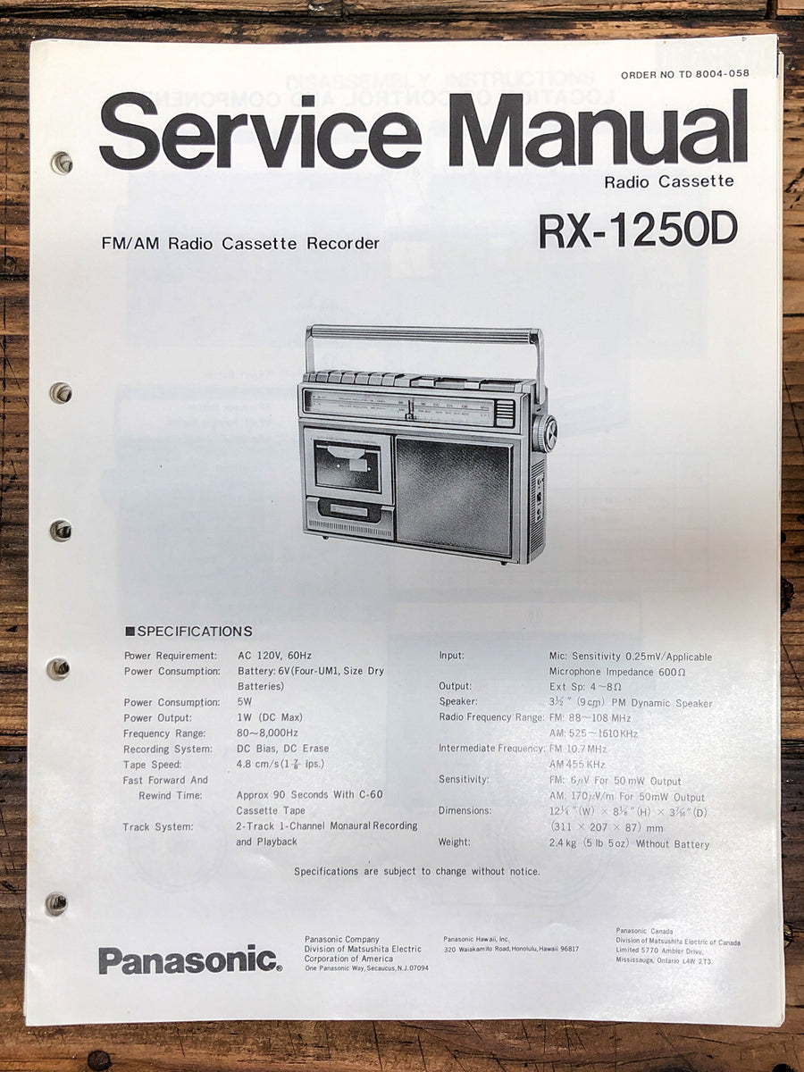 Radio / Boombox Service Manual *Original* – Vintage Audio Store ...