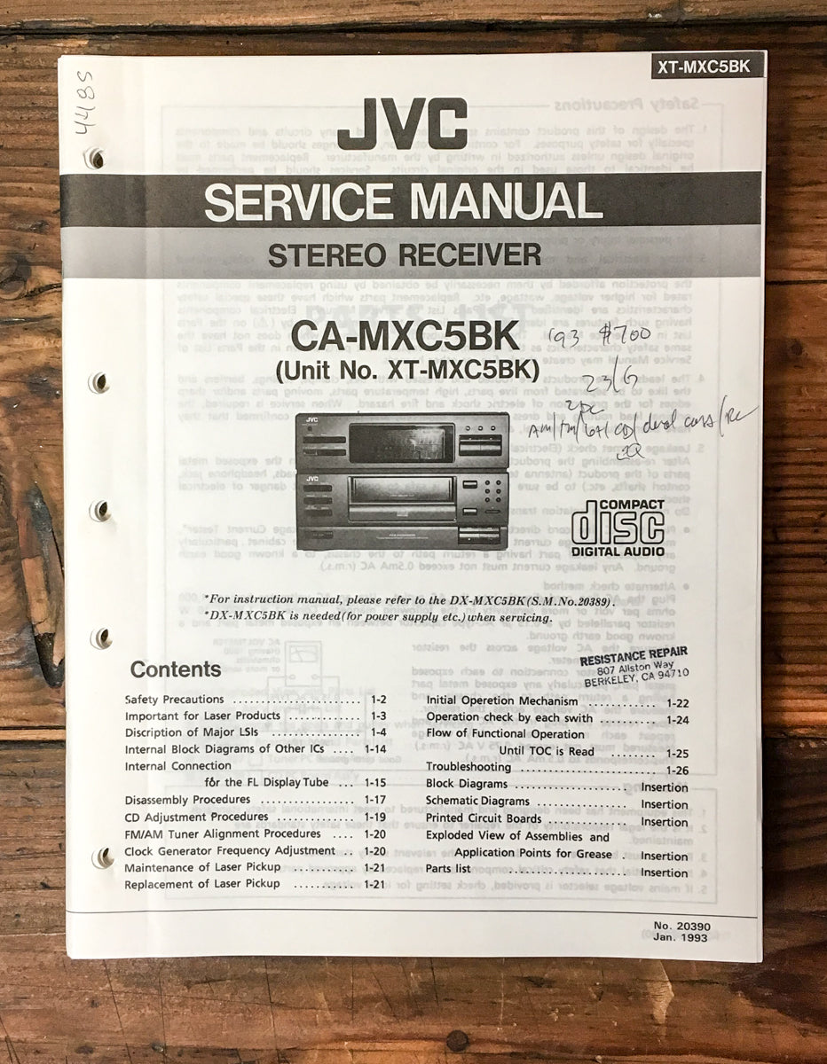 Stereo Service Manual *Original* – Vintage Audio Store - Vintage ...