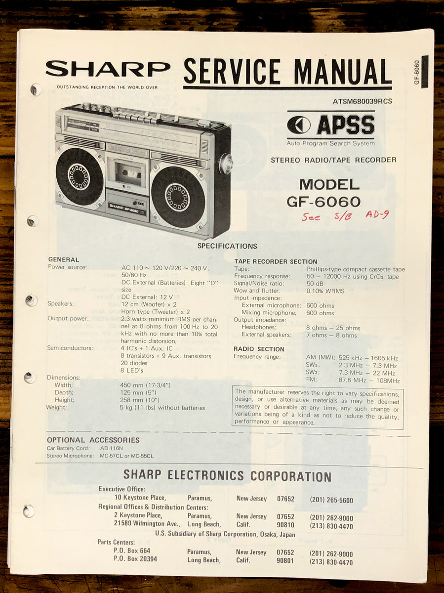 Radio / Boombox Service Manual *Original* – Vintage Audio Store ...