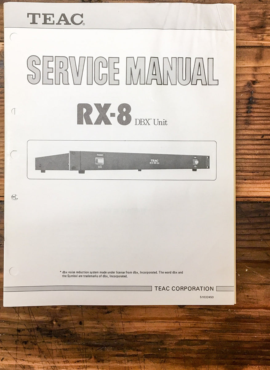 Teac RX-8 DBX Unit Service Manual *Original* – Vintage Audio Store ...