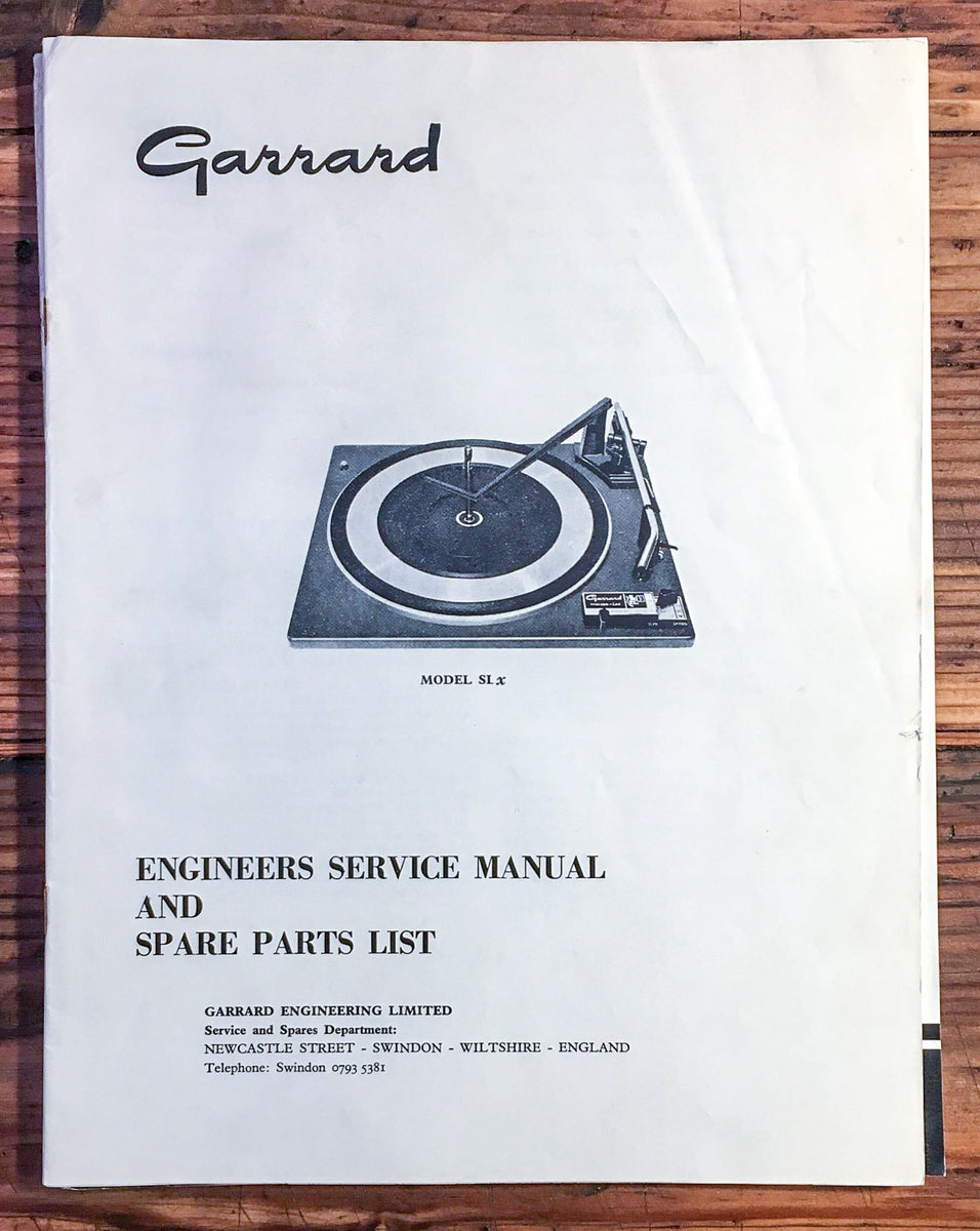 Garrard SLX SL-X Record Player Service Manual *Original* – Vintage ...
