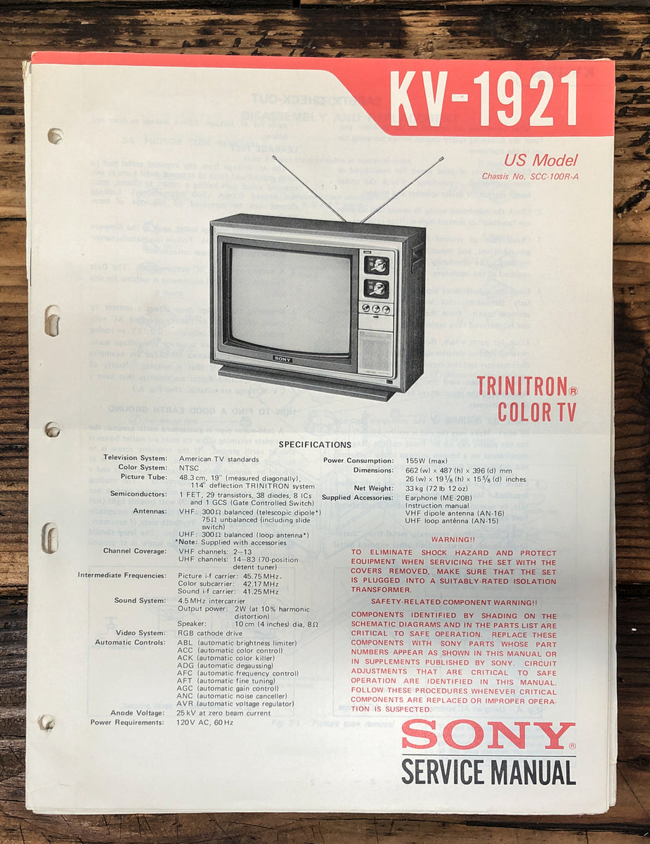 TV Service Manual *Original* – Vintage Audio Store - Vintage Service ...
