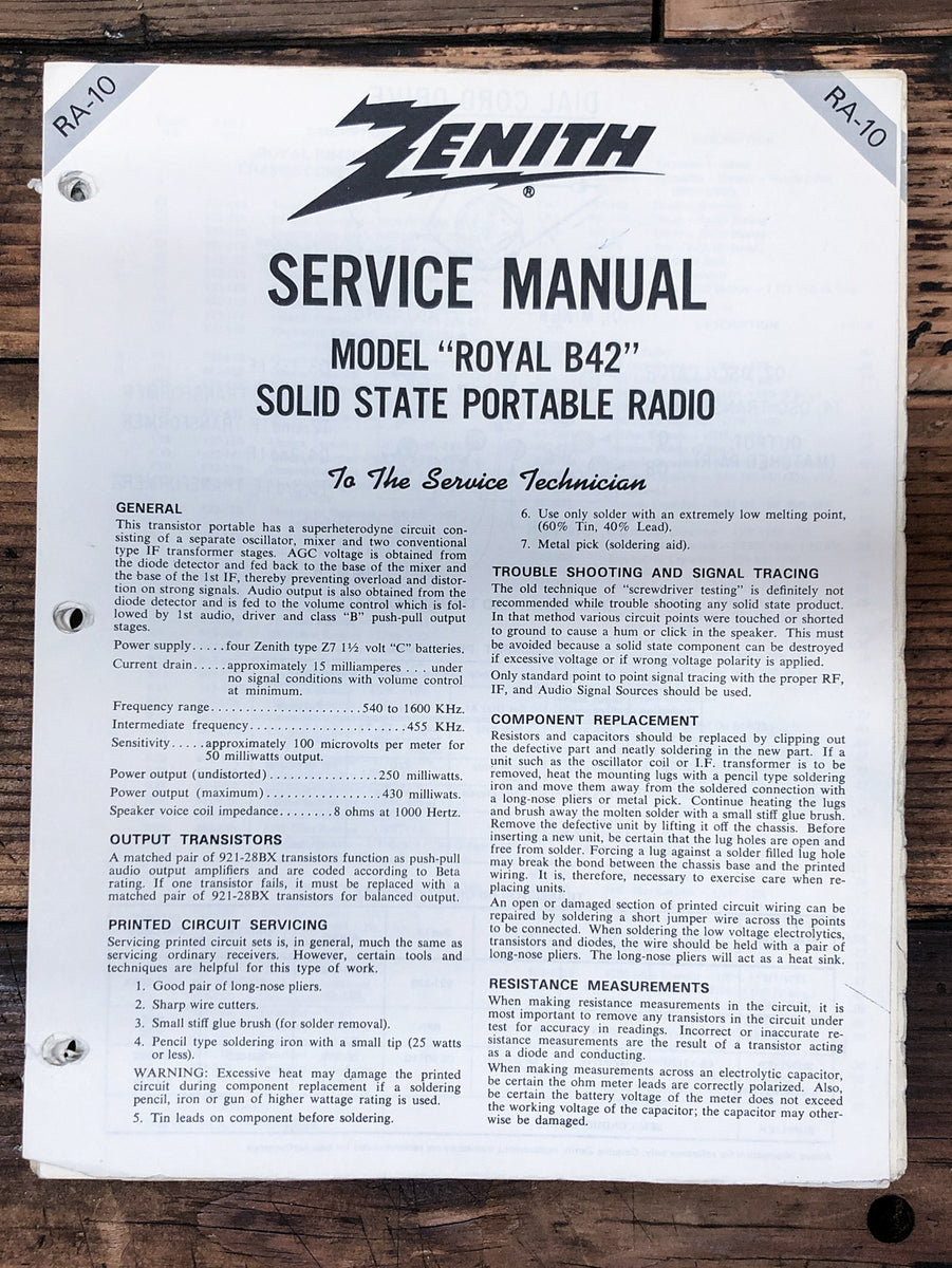 Radio Service Manual *Original* – Vintage Audio Store - Vintage Service ...