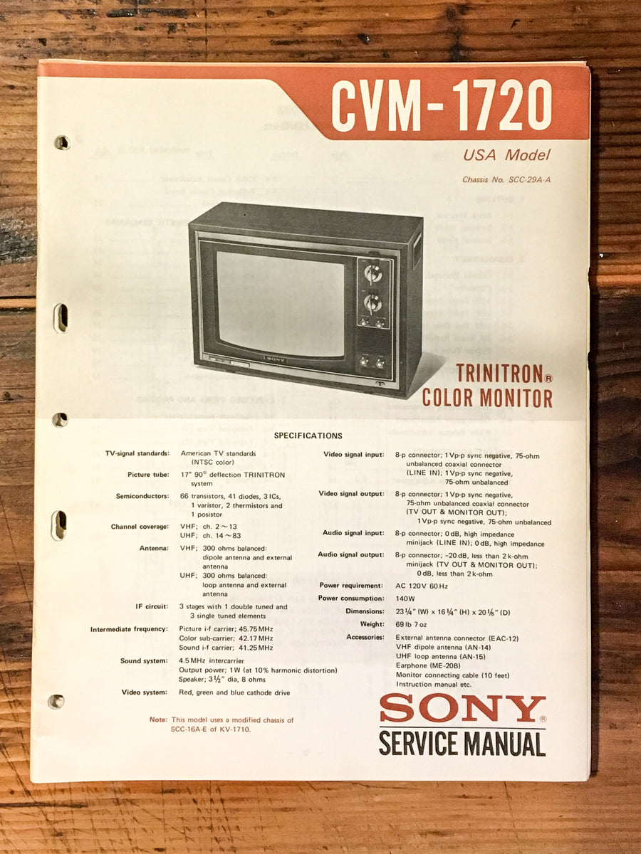 Trinitron TV Service Manual *Original* – Vintage Audio Store - Vintage ...