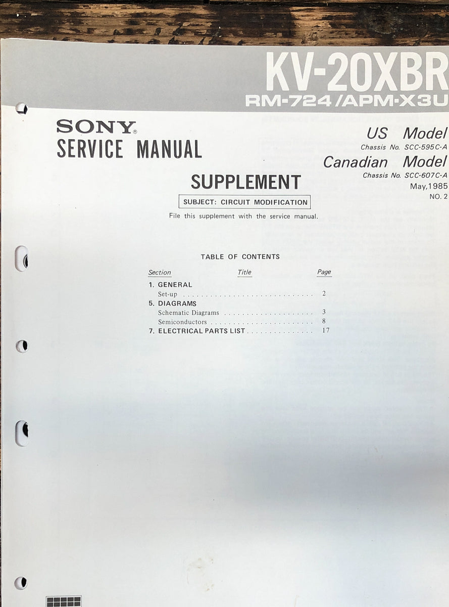 TV Service Manual *Original* – Vintage Audio Store - Vintage Service ...
